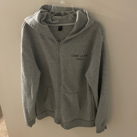 ROMWE | Jackets & Coats | Romwe Cest La Vie Paris Oversized Zip Up ...